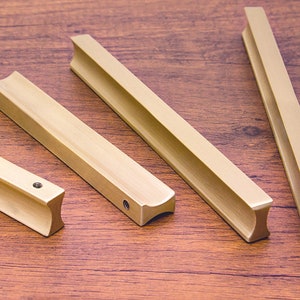 Modern Simple Brass Cabinet Door Handle Straight Strip Solid Cabinet ...