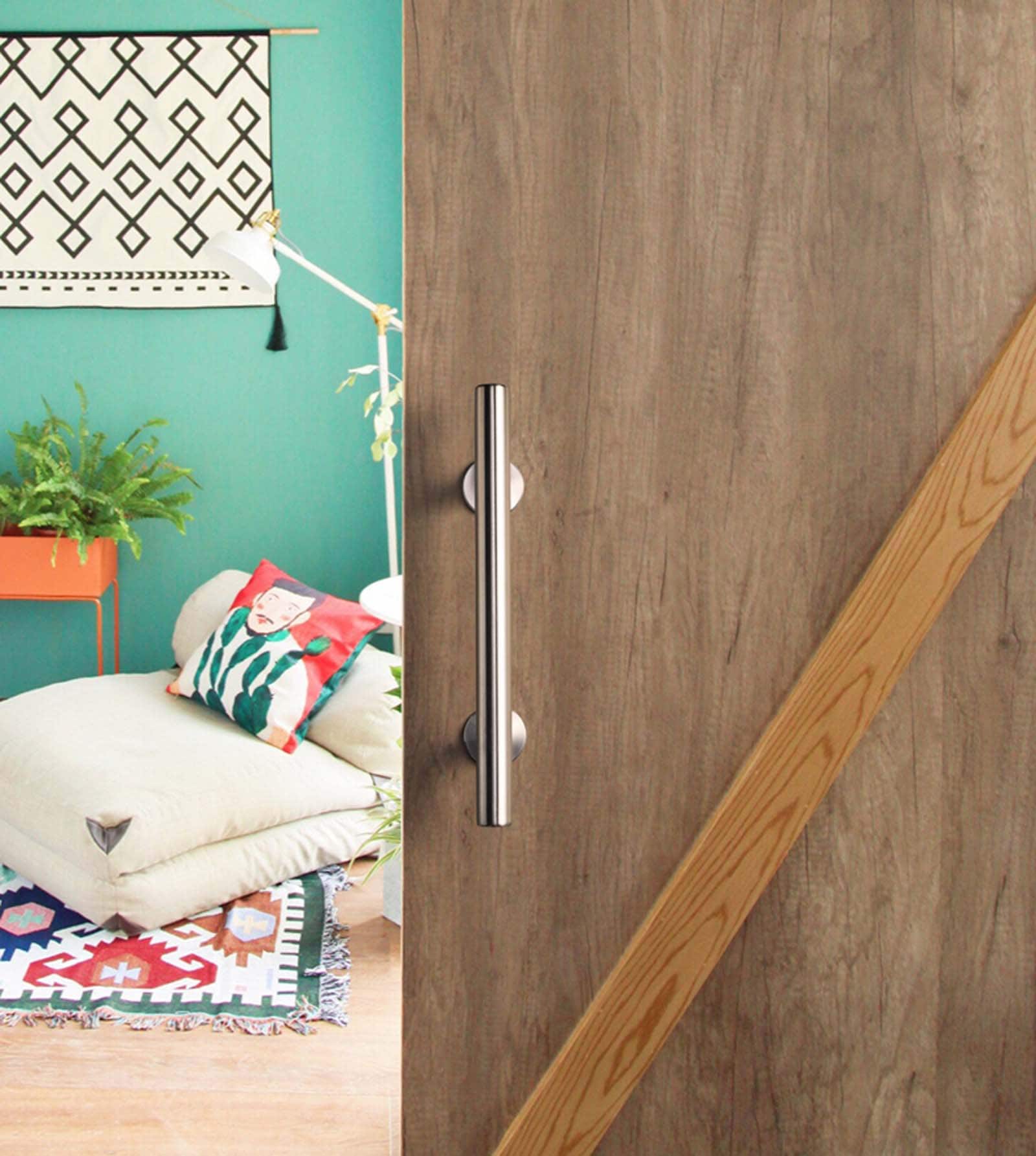 Stainless steel barn handle door handle modern wooden door | Etsy