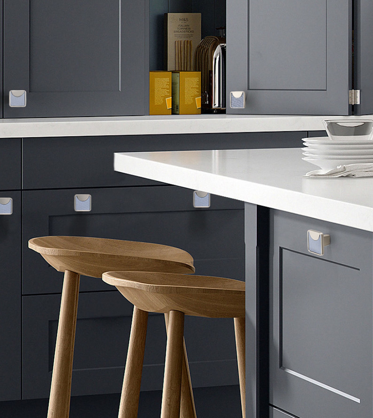 Nordic Blue Cabinet Drawer Leather Handle Modern Simple Leather ...