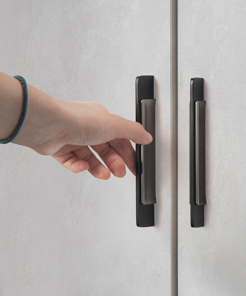 Modern Minimalist Door Handle Black Gray Stitching Handle - Etsy