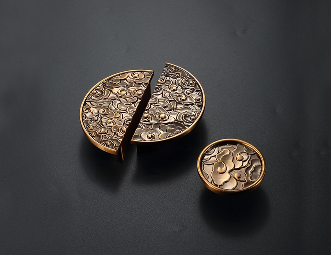 New Chinese Style Handle Wooden Cabinet Door Handle Paired - Etsy