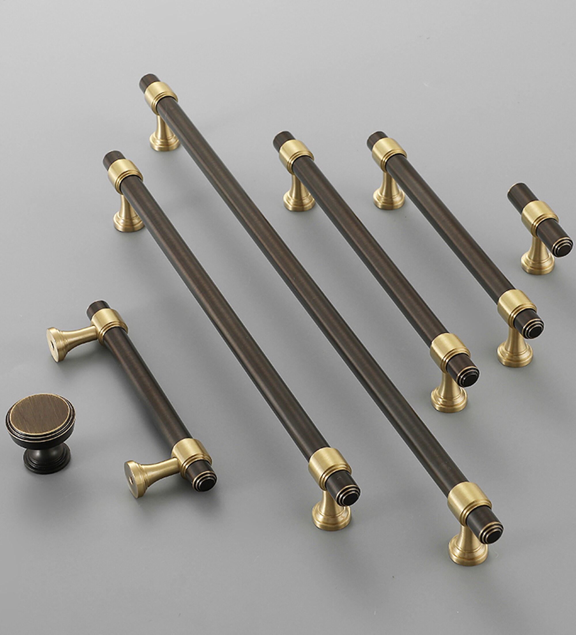 Brass handle all copper new Chinese golden door brass black | Etsy