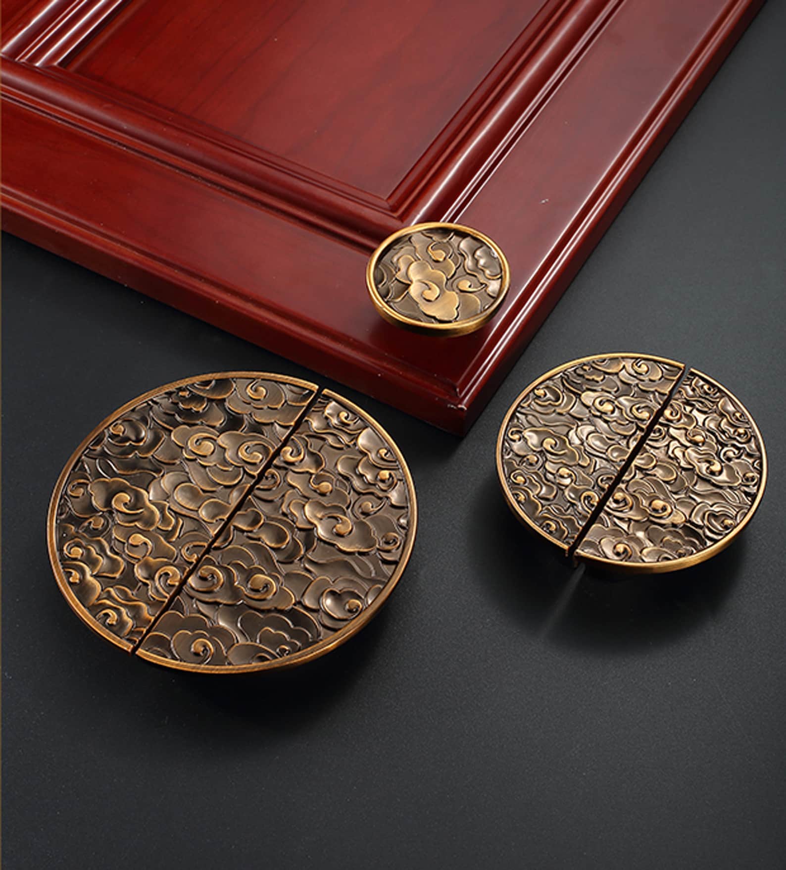 New Chinese Style Handle Wooden Cabinet Door Handle Paired - Etsy