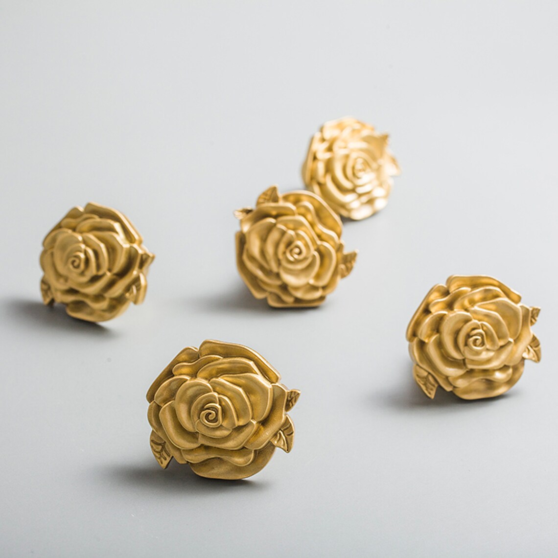 Golden Brass Rose Flower Handle Cabinet Door Wardrobe Drawer | Etsy