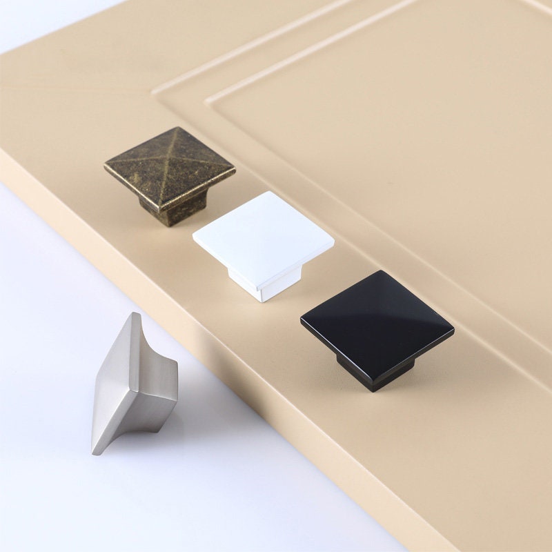 Drawer cabinet door single hole color square handle cabinet | Etsy