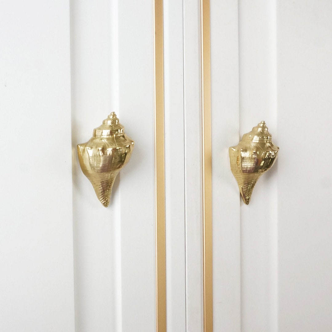 Brass Conch Shell Cabinet Knob - Coastal Decor - Etsy