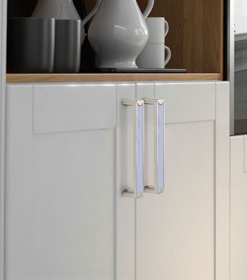 Nordic Blue Cabinet Drawer Leather Handle Modern Simple | Etsy