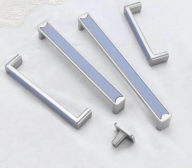 Nordic Blue Cabinet Drawer Leather Handle Modern Simple - Etsy