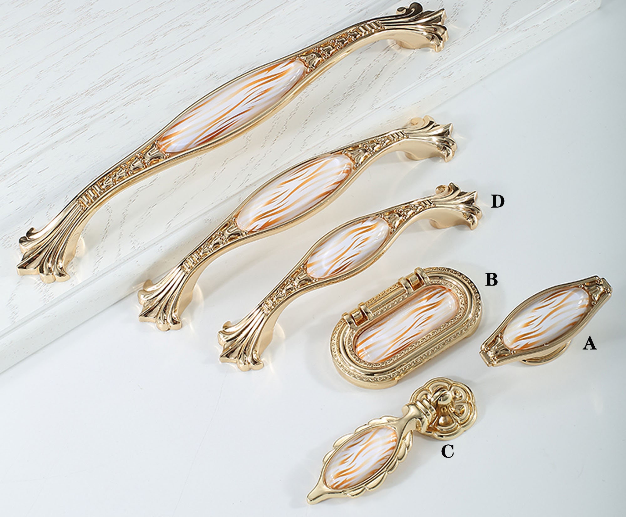 European Ceramic Handle Cabinet Door Handle Golden Drawer | Etsy