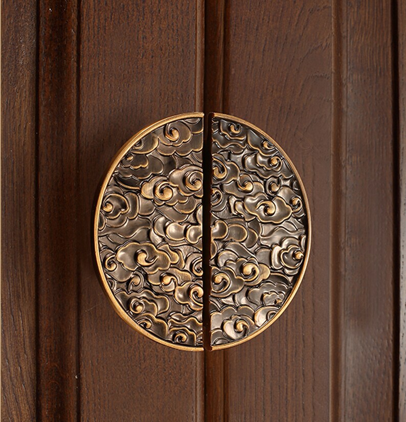 New Chinese Style Handle Wooden Cabinet Door Handle Paired - Etsy