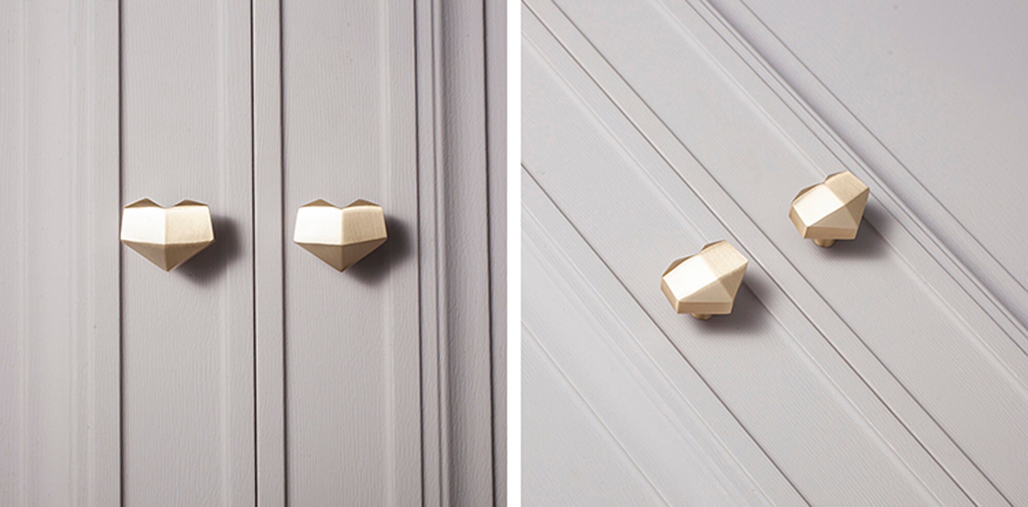 Heart-shaped pure brass small handle Nordic high-end clothes | Etsy