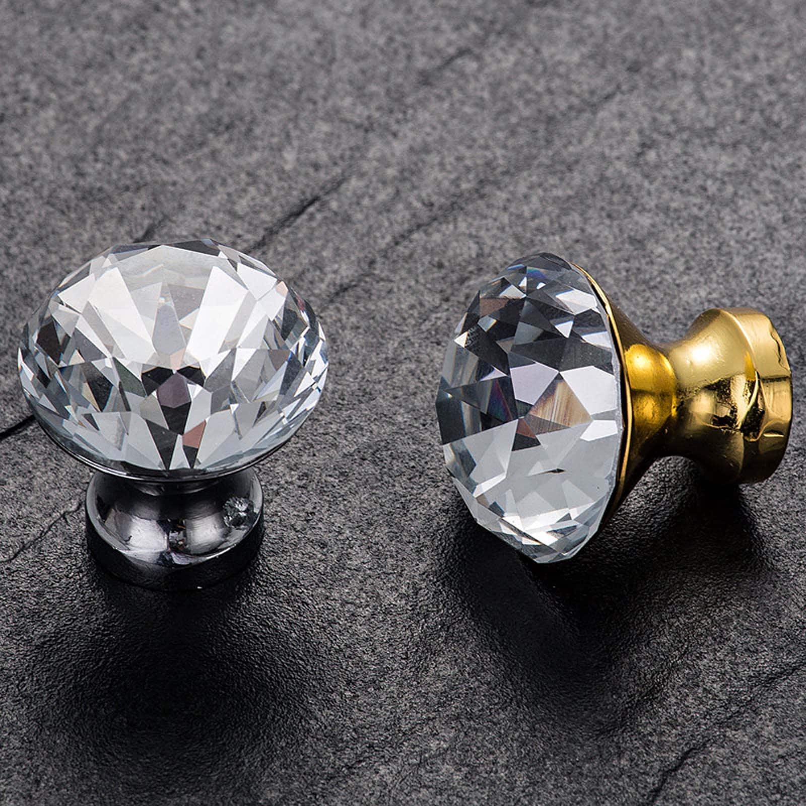 Modern Simple Silver Diamond Crystal Single Hole Round Handle | Etsy