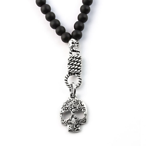 Men's Beaded Necklace Original Black Tourmaline Hanging - Etsy