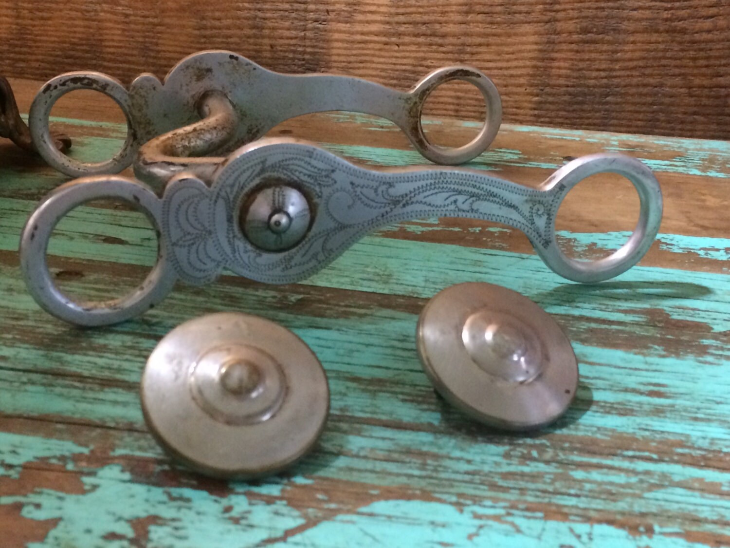 Antique Vintage Aluminum Silver Toned Western Bit with Engraving for ...