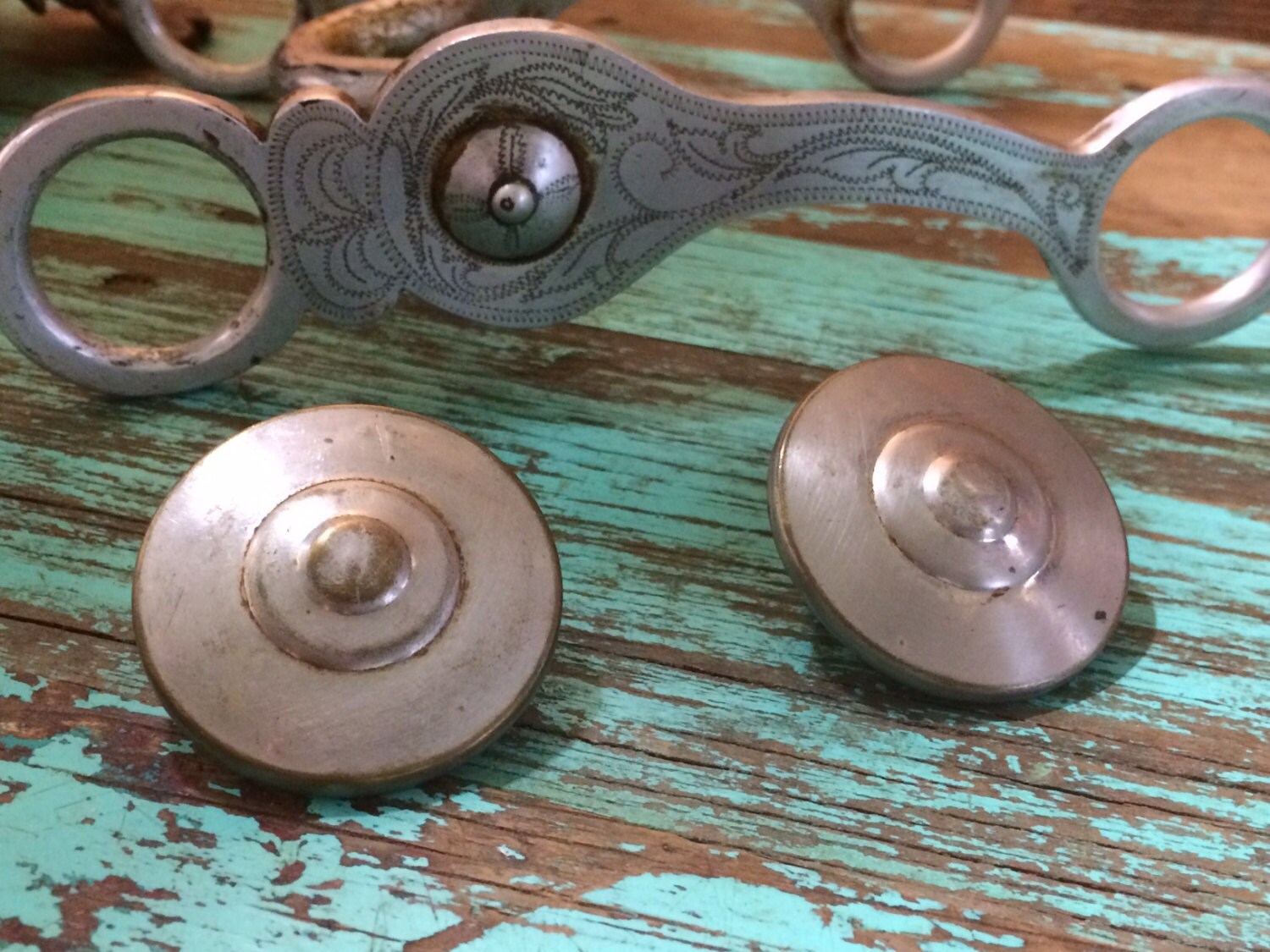 Antique Vintage Aluminum Silver Toned Western Bit with Engraving for ...