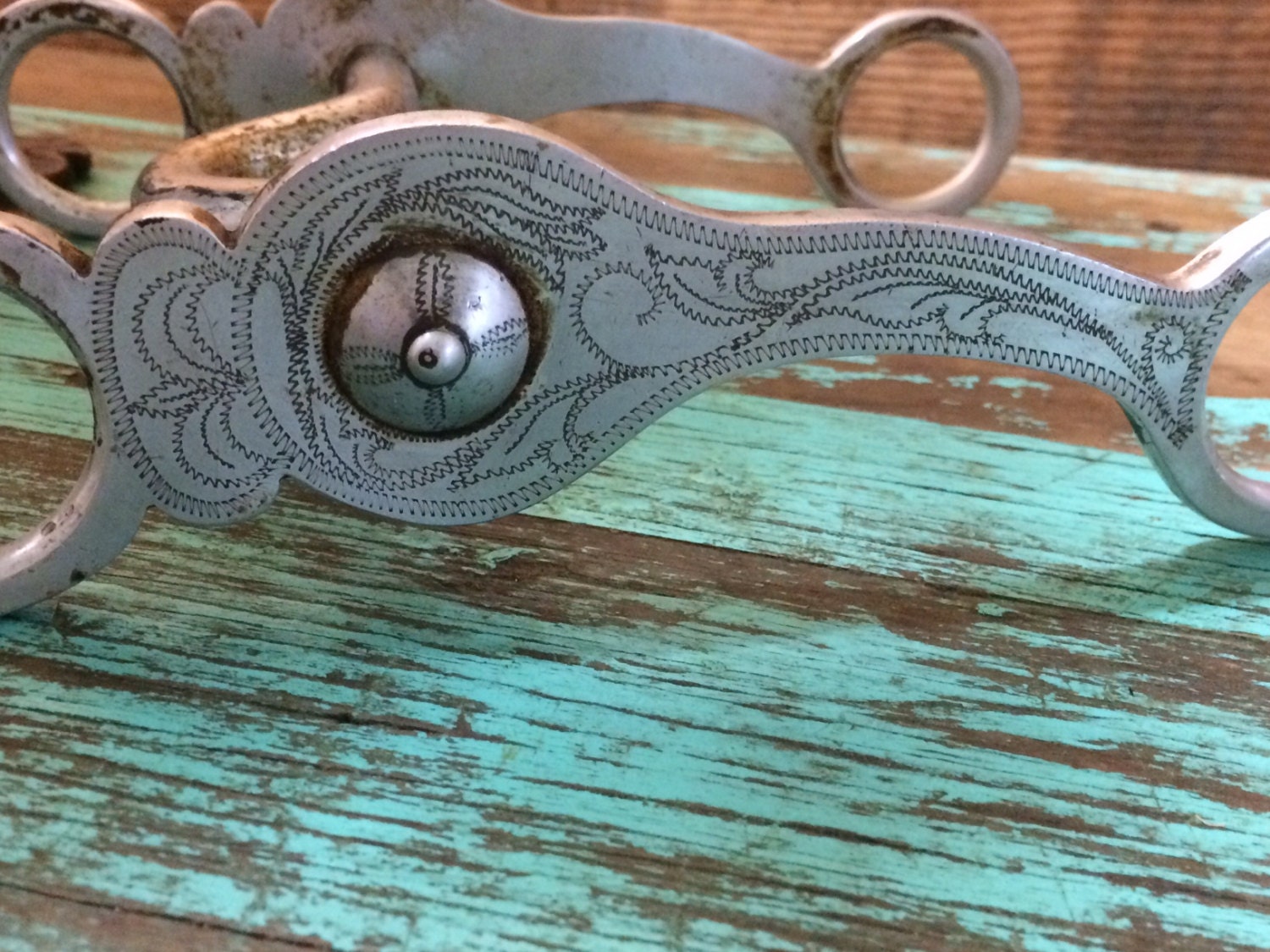 Antique Vintage Aluminum Silver Toned Western Bit with Engraving for ...