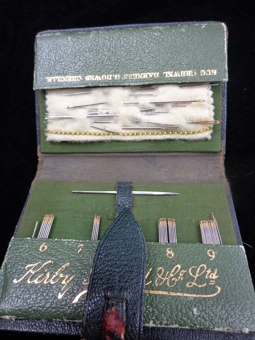 Charming Antique Victorian Needle Case Leather Embossed with Horses