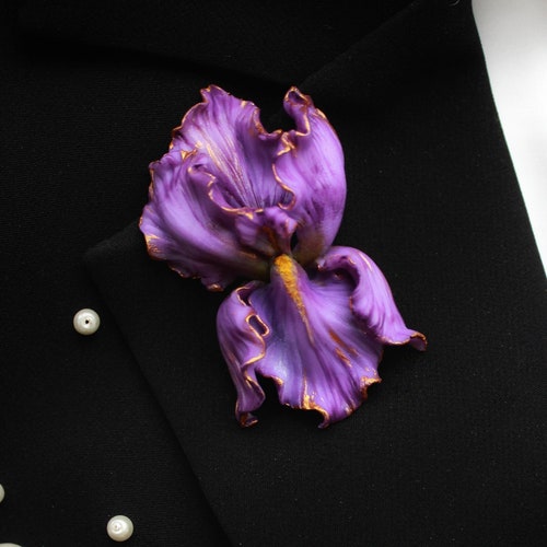 Purple Iris Flower Brooch Iris Art Pin Brooch Flower - Etsy