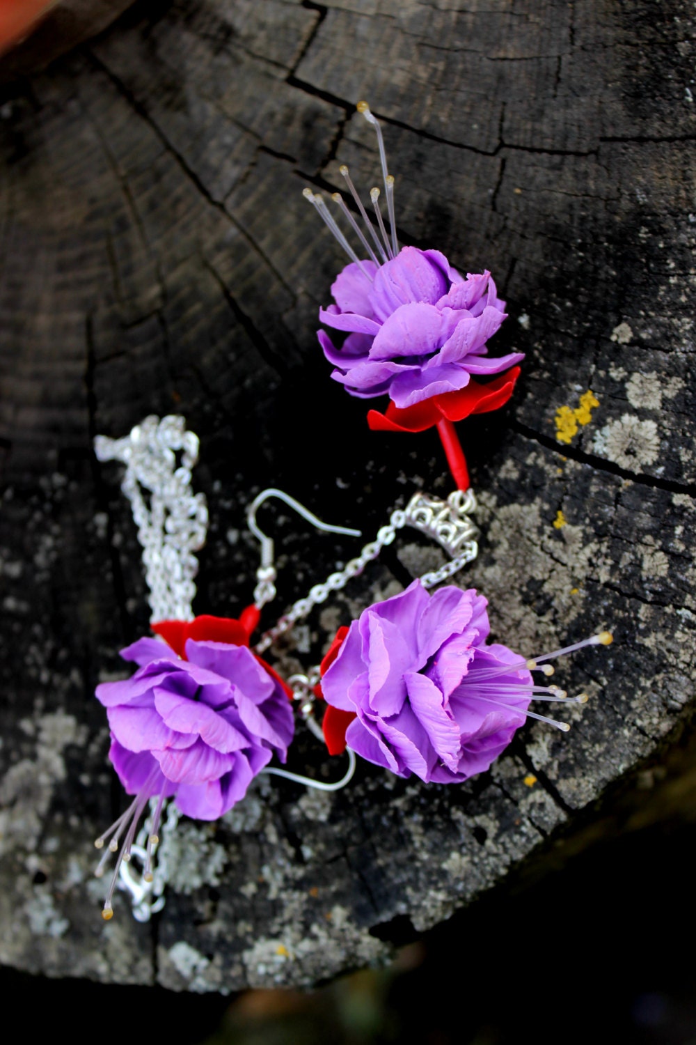 Handmade Fuchsia Flower Earrings: Cold Porcelain Jewelry - Etsy