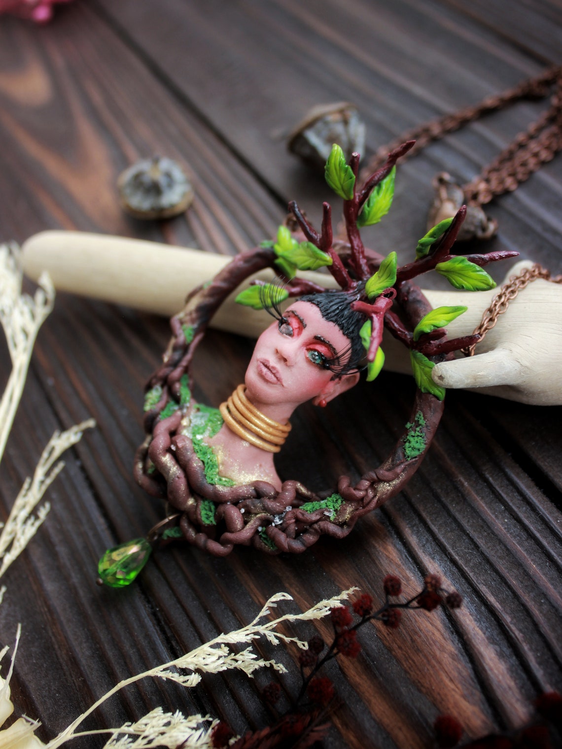 Forest Spirit Necklace Floral Forest Necklace Sorceress - Etsy