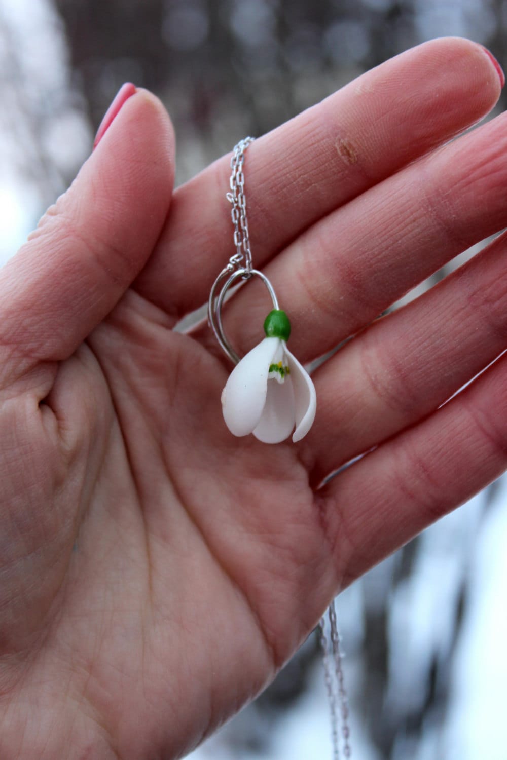 Snowdrops Silver 925 Pendant With the Silver Chain Spring - Etsy