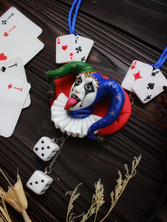Jester Necklace Polymer Clay Court Jester Necklace Exclusive | Etsy