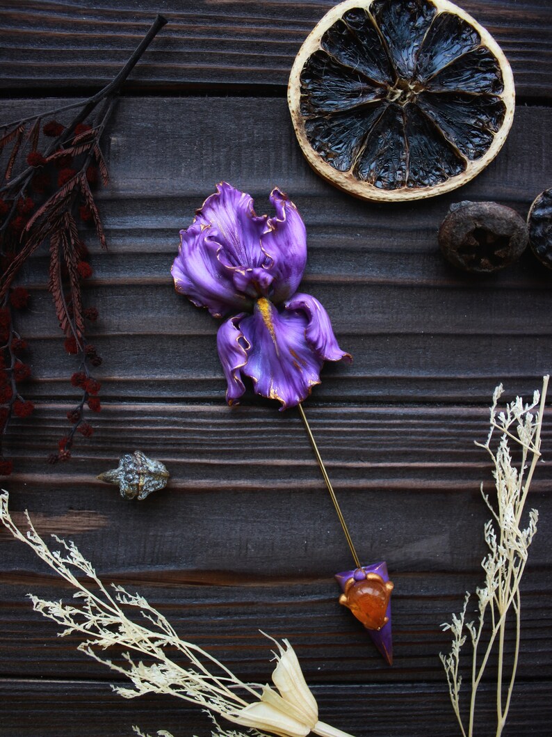Purple Iris Flower Brooch Iris Art Pin Brooch Flower - Etsy
