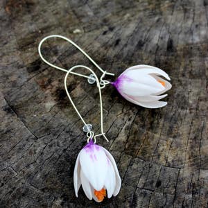 Handcrafted Crocus Flower Earrings – Lightweight & Durable Cold ...