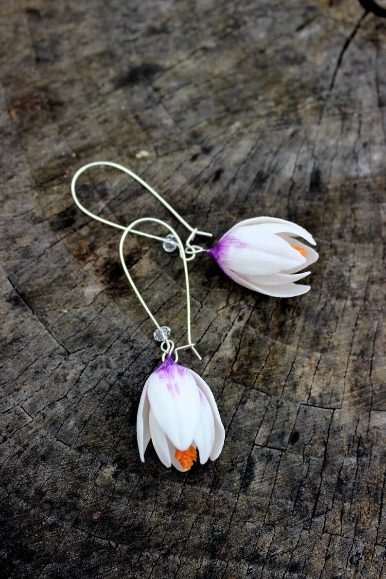 Handcrafted Crocus Flower Earrings – Lightweight & Durable Cold ...
