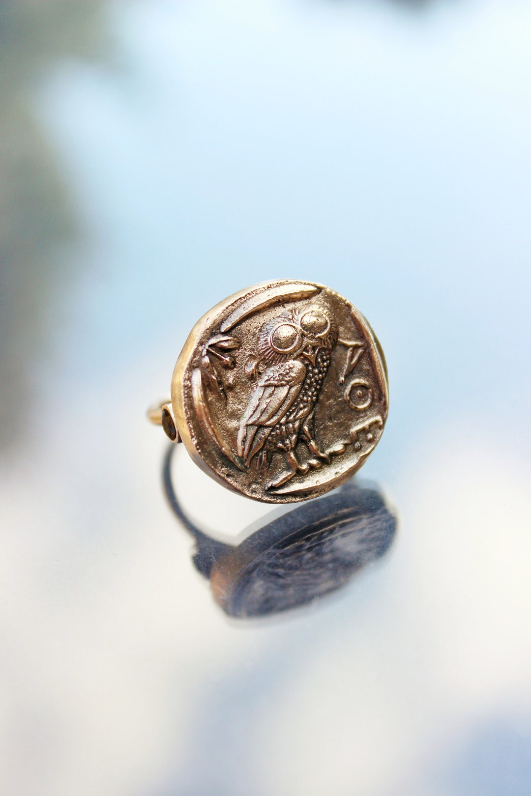 Owl of Athena Ring Designer Bronze Ring With Citrine Ancient Greece ...
