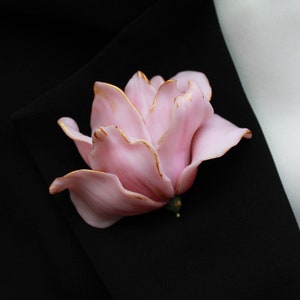 Magnolia Brooch ~ Pink Magnolia Brooch Pin ~ Flower Jewelry ~ Spring ...