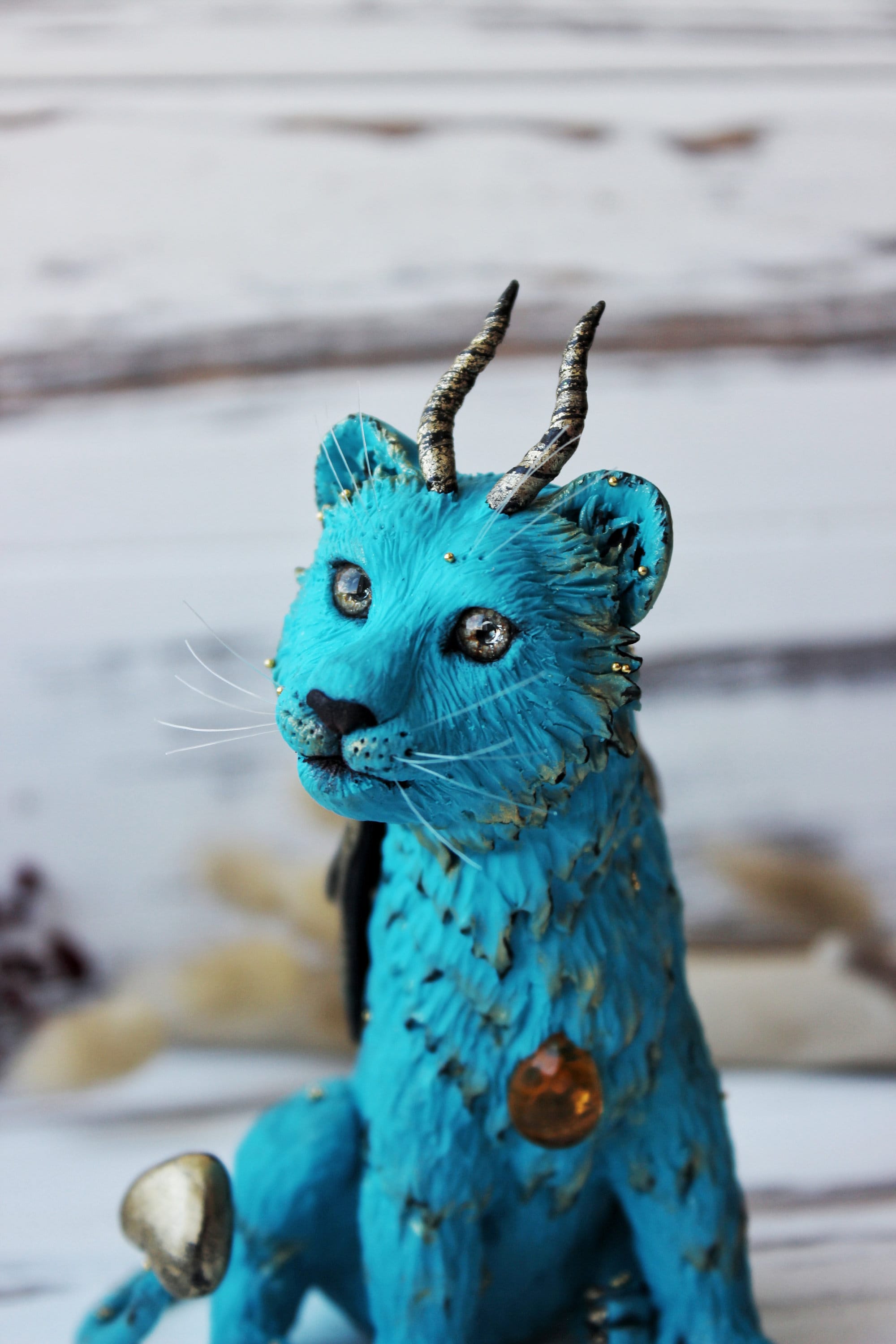 Handmade Turquoise Lion Baby Sculpture: Polymer Clay Art Decor - Etsy