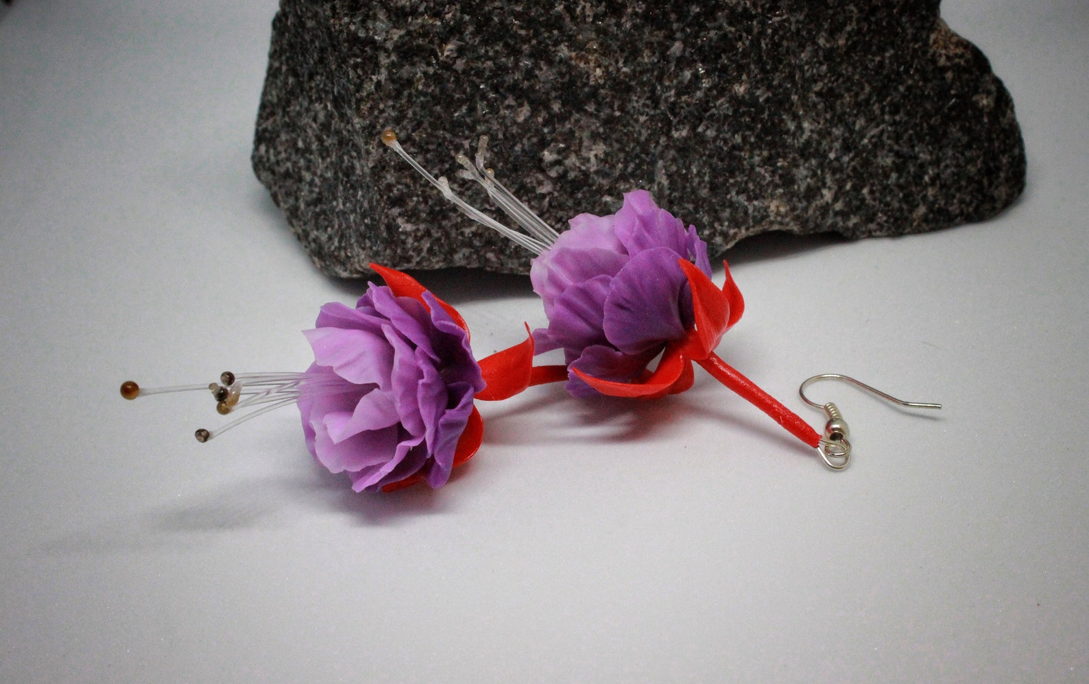 Handmade Fuchsia Flower Earrings: Cold Porcelain Jewelry - Etsy