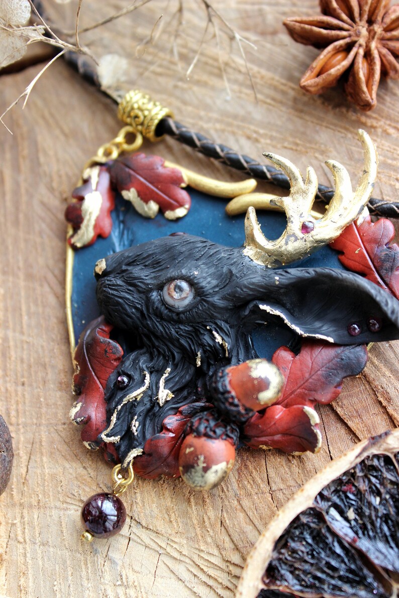 Jackalope Necklace Black Rabbit Necklace Forest Magic - Etsy