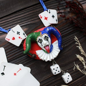 Jester Necklace, Polymer Clay Court Jester Necklace, Exclusive Fashion ...