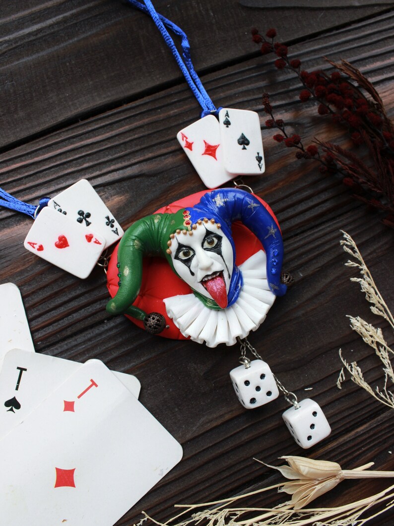 Jester Necklace Polymer Clay Court Jester Necklace Exclusive - Etsy