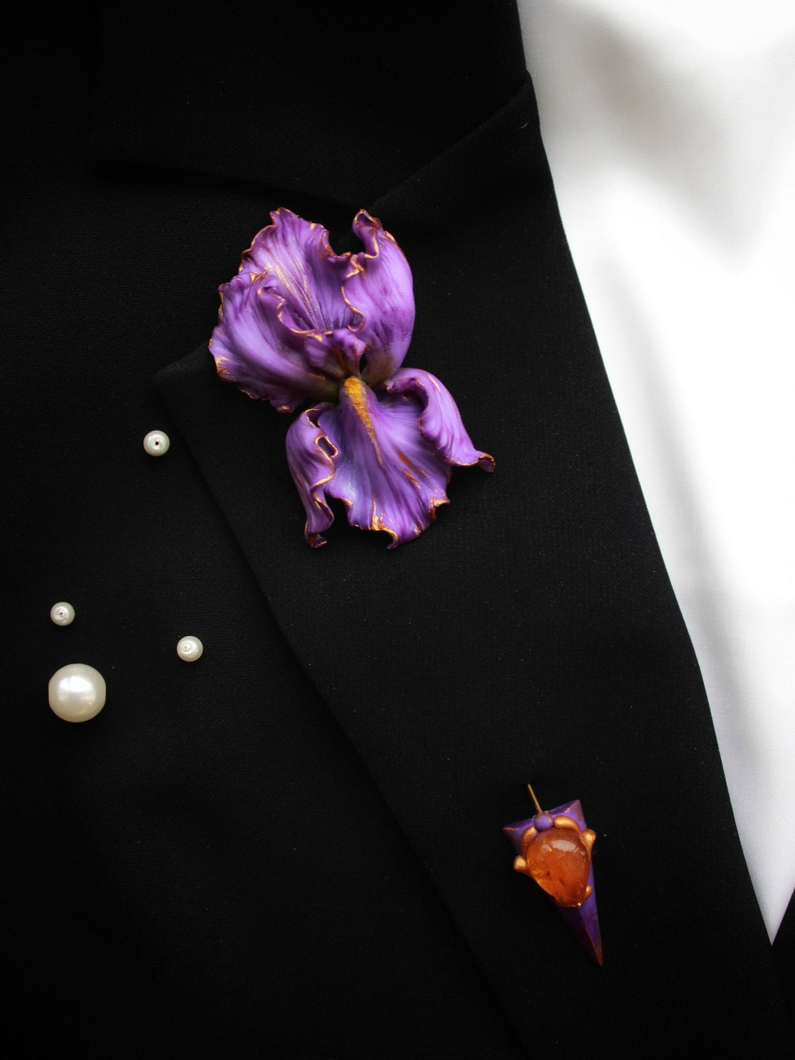 Purple Iris Flower Brooch Iris Art Pin Brooch Flower - Etsy