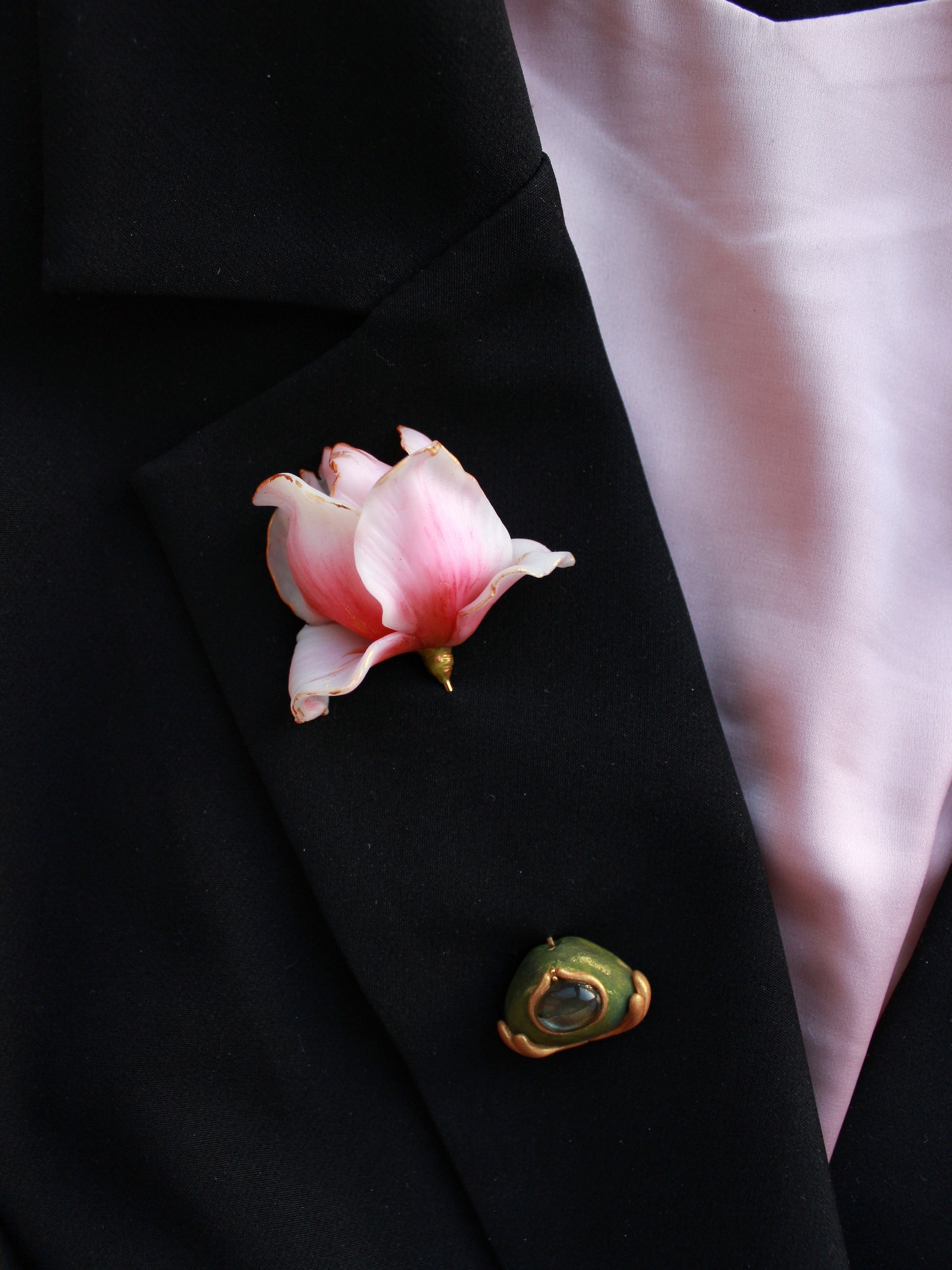 Magnolia Brooch Pink Magnolia Brooch Pin Flower Jewelry | Etsy