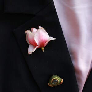 Magnolia Brooch Pink Magnolia Brooch Pin Flower Jewelry | Etsy