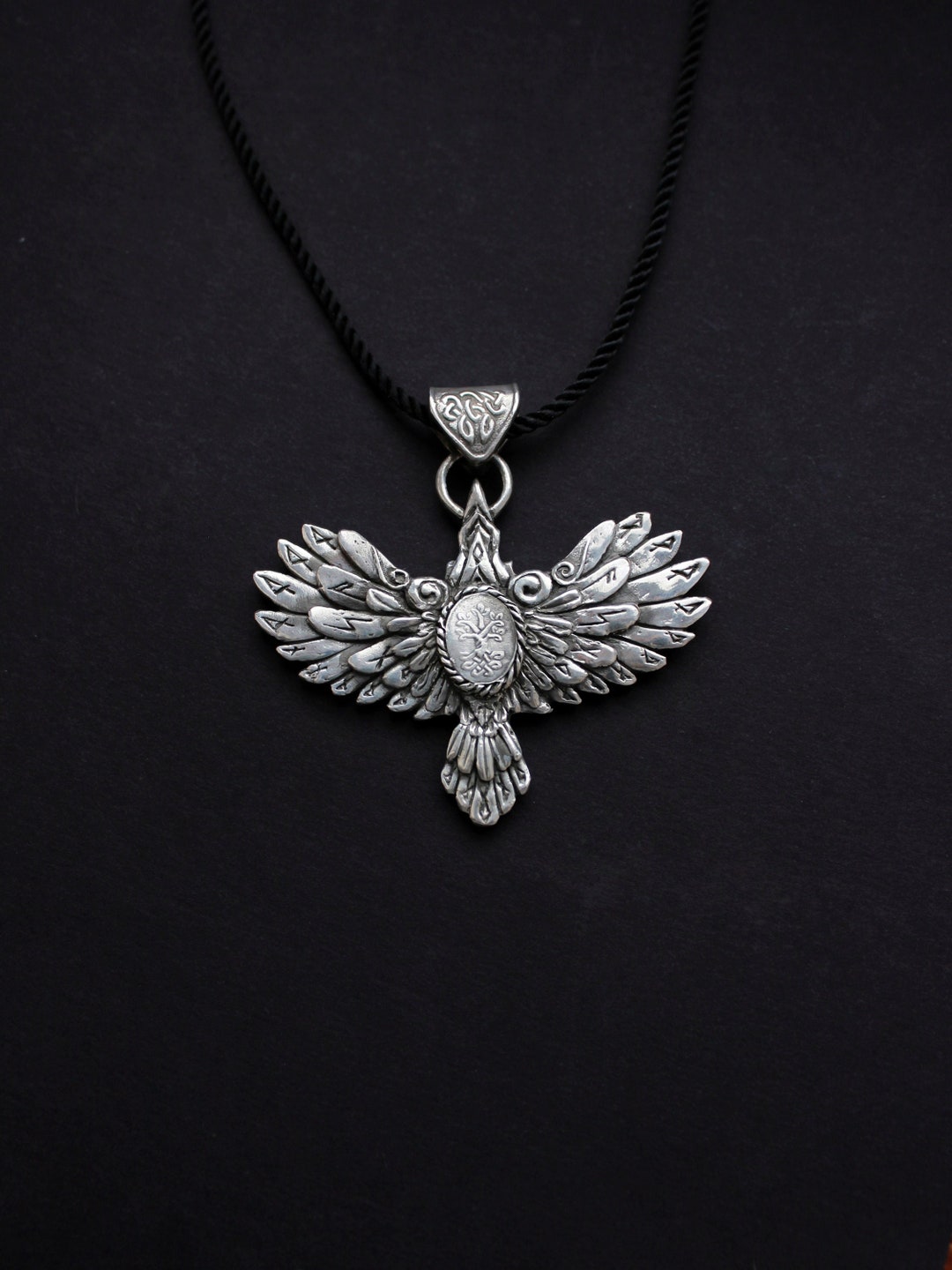 Amulet Raven Silver Raven Pendant - Etsy