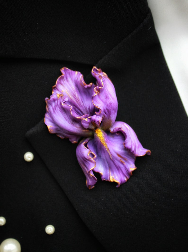 Purple Iris Flower Brooch Iris Art Pin Brooch Flower - Etsy