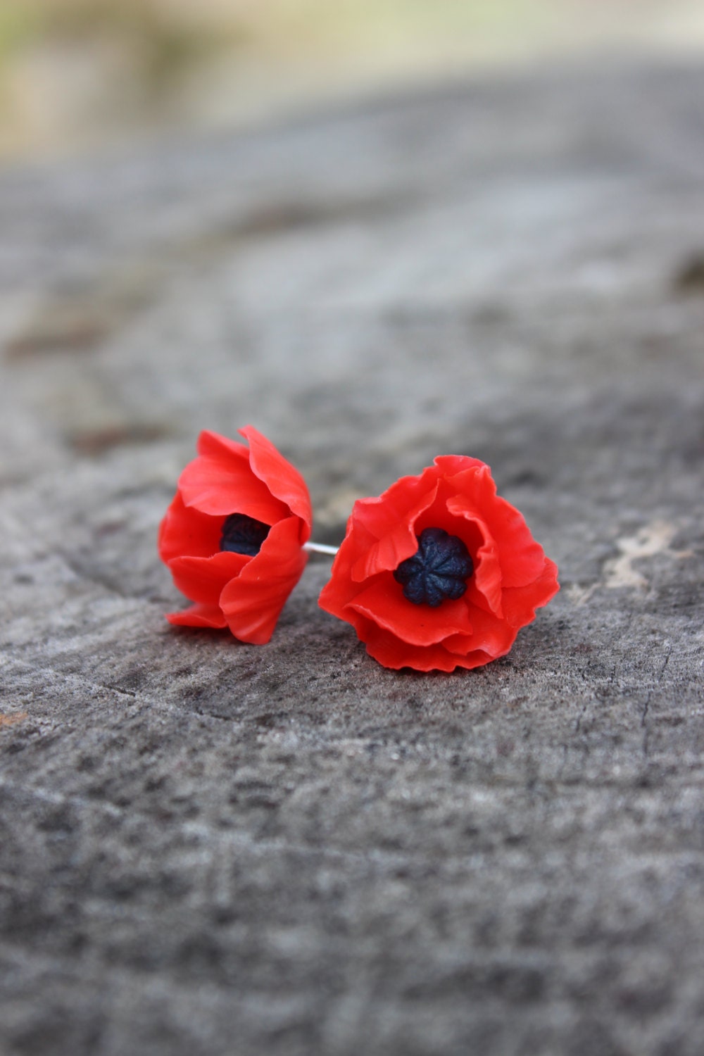 Red Poppy Poppy Stud Earrings Little Earrings Cold - Etsy