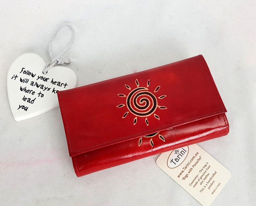 Red Genuine Leather Wallet for Women , Credit Card Wallet, Monedero De ...