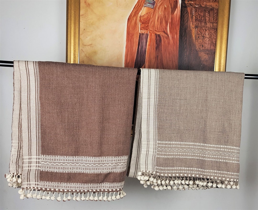 Indian Woollen Shawl, Sofa Throw, Hand Loomed Woollen Natural Fibre ...