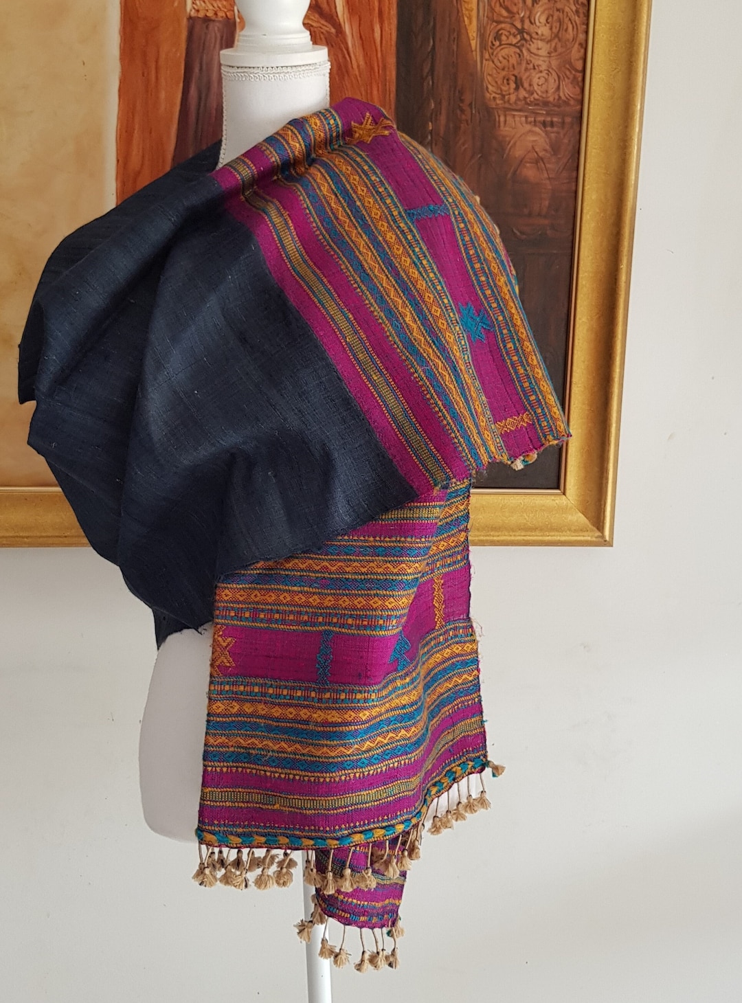Womens Shoulder Wrap, Light Tussar Silk-wool Stole, Indian Hand Woven ...