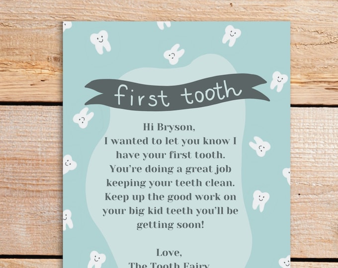 Tooth Fairy Letter Printable, Cute Lost Tooth Memory Keepsake Note ...