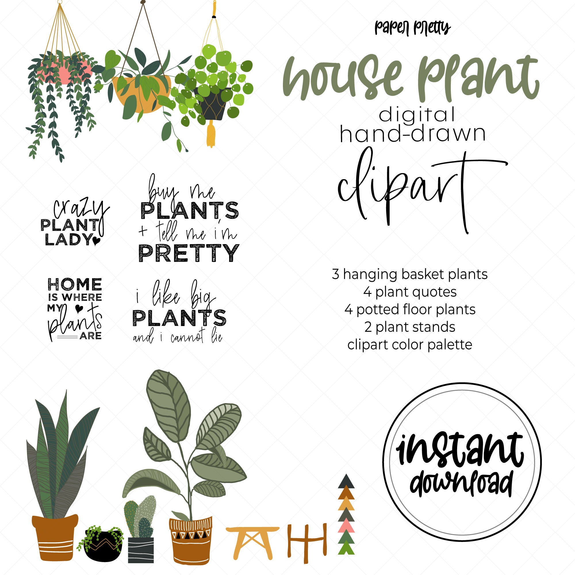 Plant Clipart House Plant Clipart Digital Download Plant - Etsy