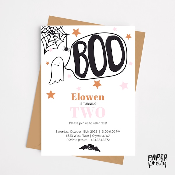 Boo Im Two Birthday Party Invite - Etsy