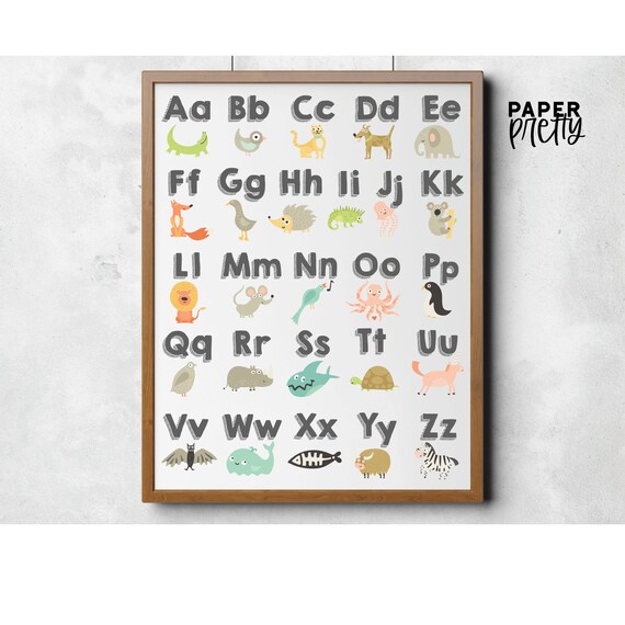 ABC Poster Printable or Printed Poster for Kids Room Nursery | Etsy