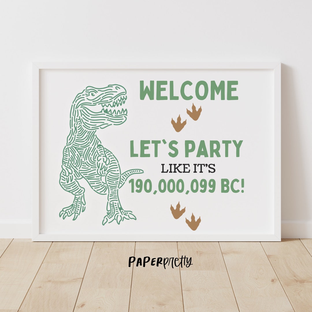 Three Rex Third Birthday Party Sign, Dinosaur Party Theme, Party Like ...